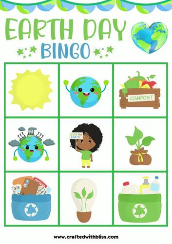 Earth Day Bingo PreK by Crafted with Bliss by Teacher Pia | TPT