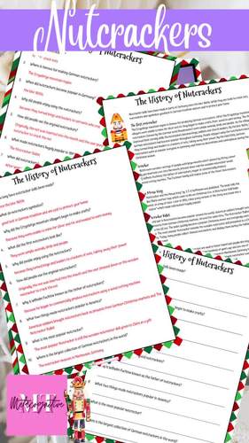 History of Nutcrackers Reading Comprehension Worksheets | TPT