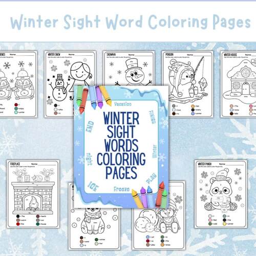 Winter Sight Word Coloring Pages for Kindergarten by Preschool Champions