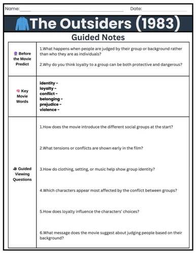 The Outsiders Movie and Book | Guided Movie Notes & Critical Film Analysis