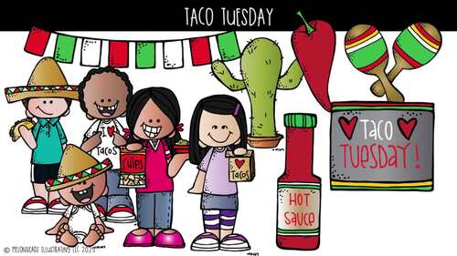 Taco Tuesday clip art Food clip art COLORED Version by Melonheadz Clipart