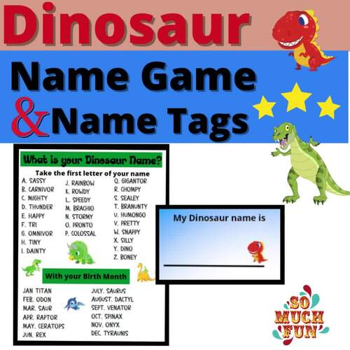 Dinosaur Activity Name Game Lesson Fun End of School Classroom Summer