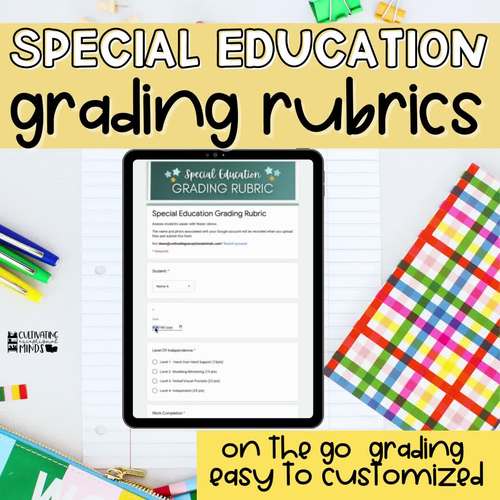 Easy Grading Rubric Special Education | Digital Print | Special Ed