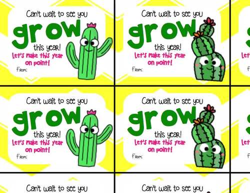 Cute Cactus (Succulent) Beginning-of-Year Gift Tag- Can't wait to see ...