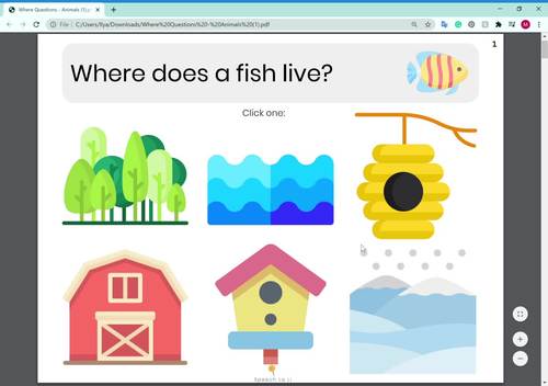 Where Questions | Animal Homes | Interactive PDF by SpeechLaLi | TpT