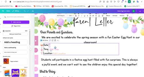 Easter Egg Hunt Parent Letter + Sign Up Sheet + Reminder Notes ...