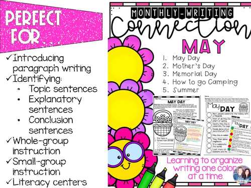 Monthly Writing Connections: May by Stylish In Elementary | TPT
