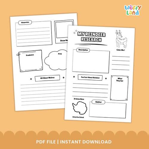 Reindeer Craft & Science Research Project - Winter Arctic Writing Activity