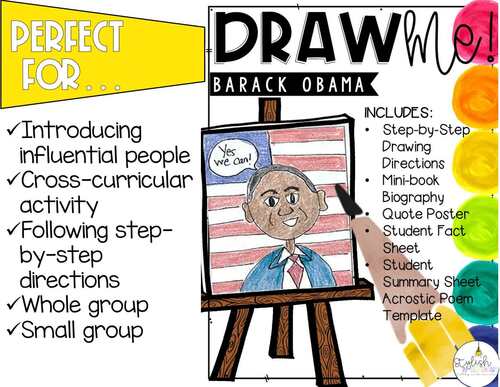 Draw Me! Barack Obama Presidents' Day by Stylish In Elementary | TPT