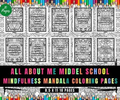 All About Me Worksheet Middle School, Affirmations Saying, SEL Coloring ...