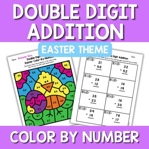 Easter Math Color by Number 2 Digit Addition | Add Double Digit with ...