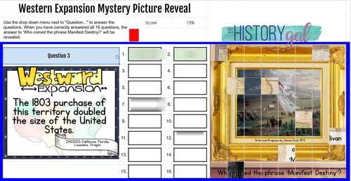 Western Expansion Mystery Picture Reveal Review Activity by History Gal