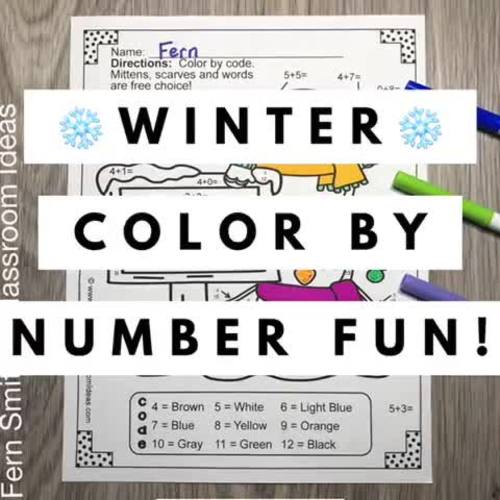 Winter Color By Number Addition Subtraction Multiplication and Division ...