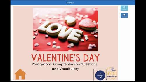 Valentine's Day-Reading Comprehension, Questions, Main Idea BOOM Cards