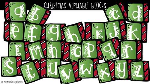 Christmas alphabet blocks clip art, Letters clip art COLORED Version