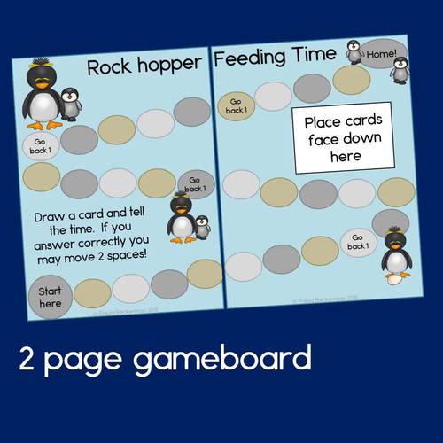 Penguins Telling Time to the Hour and Half Hour Worksheets and Games