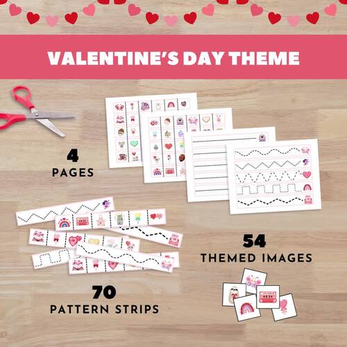Valentine’s Day Cutting Strips, Scissor Skills Practice, Fine Motor ...