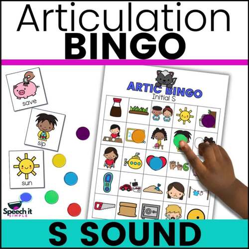 Articulation BINGO for Speech Therapy - S SOUND - No Prep - Artic - Apraxia