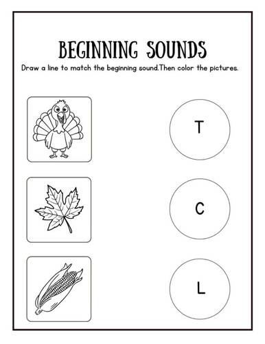 Thanksgiving Beginning Sounds - English and Spanish (PreK-K) | TPT