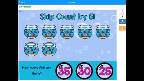 Fish Bowl Skip Counting by 5s Digital Task Cards with Boom Cards