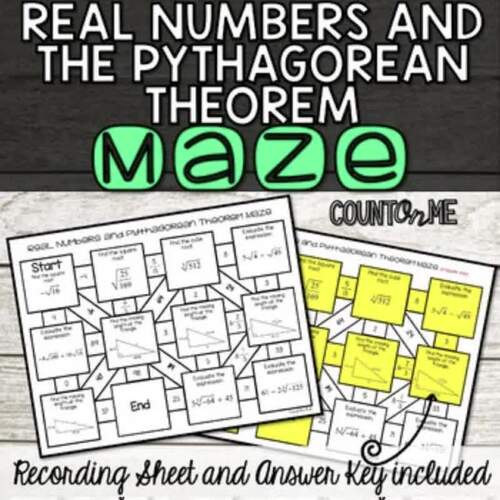 No Prep Real Numbers and The Pythagorean Theorem Review Maze | TPT