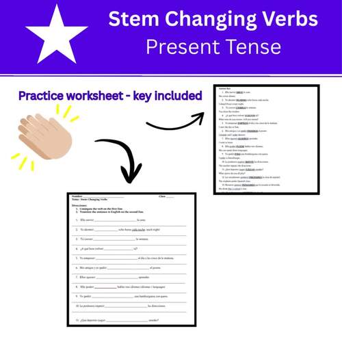 Stem-Changing Verbs Worksheet by A little Sarcasm and a lot of Caffeine