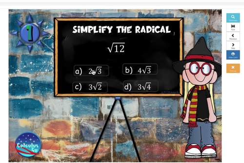 Simplify Radicals | 25 Boom Cards by Calculus4u | TPT