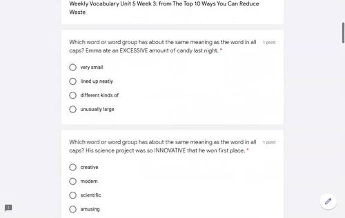 4th Grade MyView Literacy Unit 5 Week 2 Google Forms Quiz Assessment ...