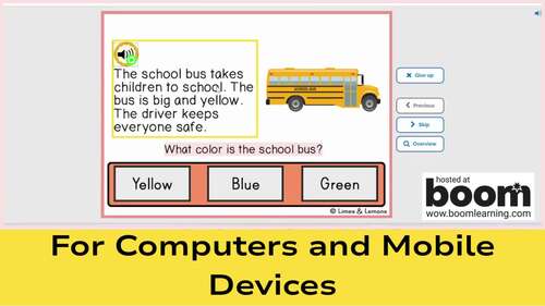 Back to School WH Questions Reading Comprehension Digital Boom Cards