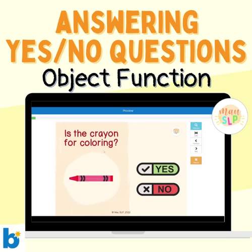 Answering Yes/No Questions Object Function Boom Cards™ by Mau SLP