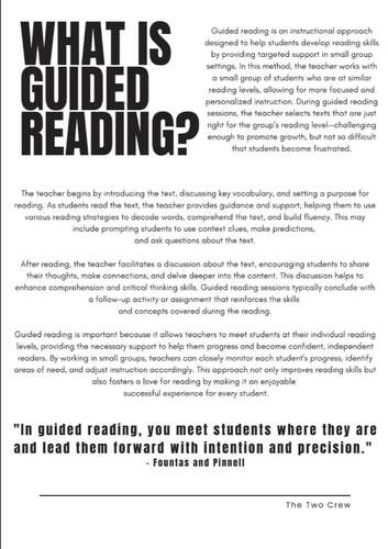 Guided Reading Teacher Printable Resource Handbook with Lesson Outlines