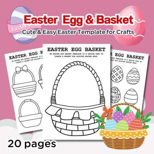 Easter Egg & Basket Template for Craft & Coloring, Easter Activities ...