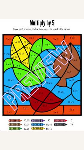 Fall Multiplication Color By Number Coloring Worksheets 2-12 Times Tables