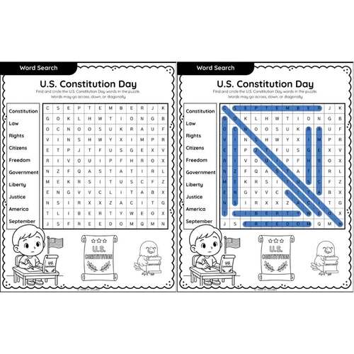 U.S. Constitution Day Activities | Reading, Word Search, Writing ...