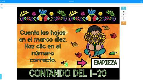 Counting 1-20 using ten frames Fall Version (Spanish) by MyMundoBilingue