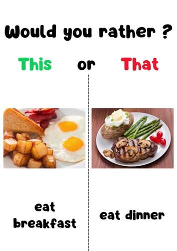 Would You Rather This or That , Real-Life Picture Prompts. | TPT