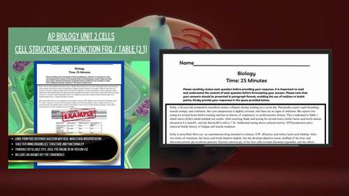 AP Biology UNIT 2 Cells 2.1 Cell Structure & Function Free Response ...