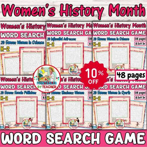 Women's History Month Famous Women Word search bundle | activities ...