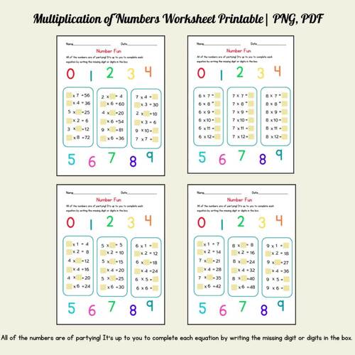 Number Multiplication Fun by PEPFRY PRINTING | TPT