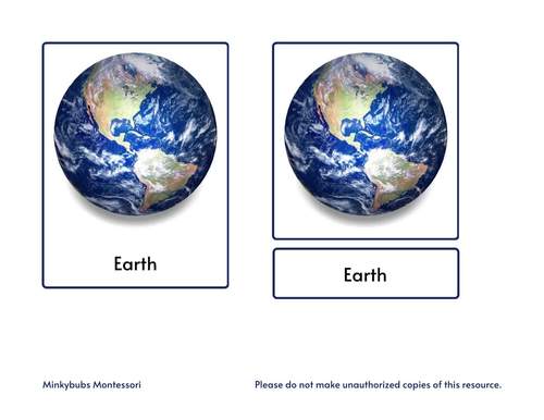 Solar System Planets Sun Moon Montessori 3 Part Cards Set of 10 | TPT