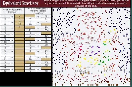 Equivalent Fractions Christmas 4th Grade Math Winter Pixel Art Activity