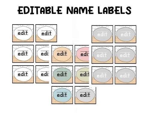 Printable Boho Name Labels, Editable Name Tags, Center Labels, Cubbies Tags