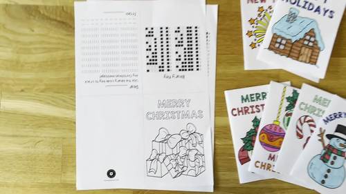 CHRISTMAS Cards Binary Code Messages | Unplugged Binary Christmas Cards |8 Cards