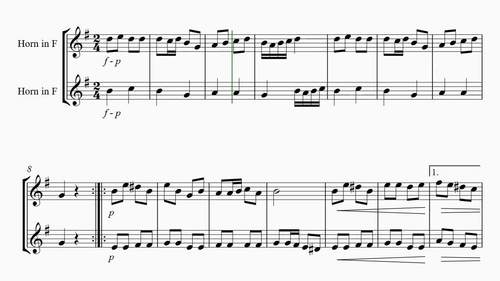 Swallowtail duet for two F horns by We-Teach-Music | TPT