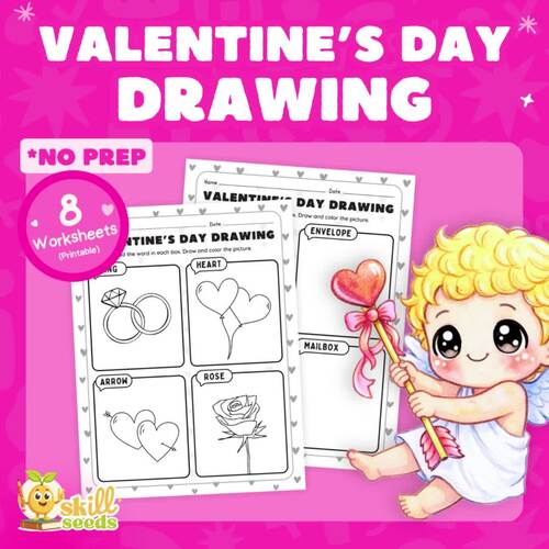 Valentine’s Day Drawing Worksheets | Holiday Vocabulary & Directed Drawing