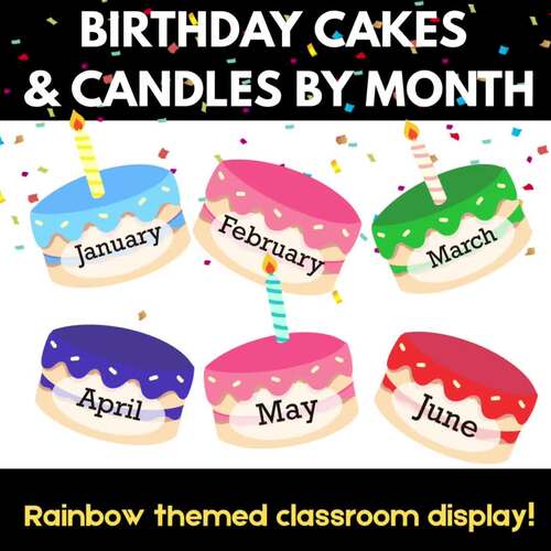 Rainbow Birthday Cakes & Candles Display Pack! by Mz.Dees Room | TPT