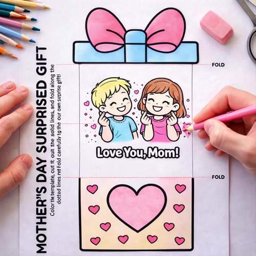 Mother’s Day Surprise Gift Box Crafts, Show Love to Mom Craft Templates ...