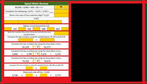 NO PREP - Spiral Math Review for 3rd or 4th grade - Christmas Stocking