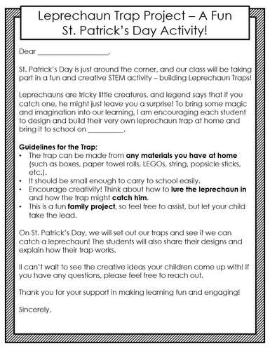 Leprechaun Trap Letter to Parents - St. Patrick's Day Letters | TPT