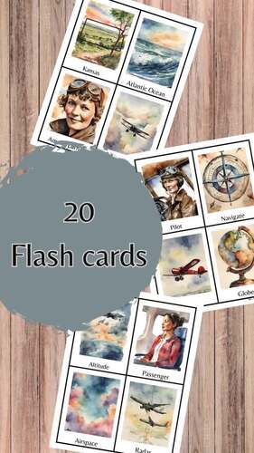 Amelia Earhart Mini Unit for Elementary w/ Flashcards, Biography ...